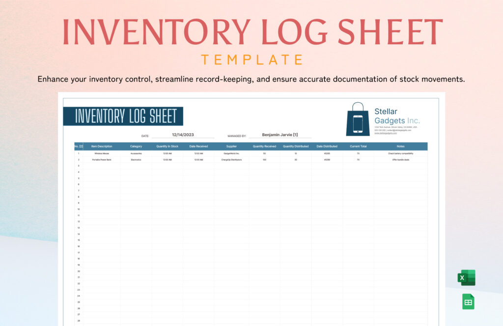Inventory Log Sheet – E GRAHOK