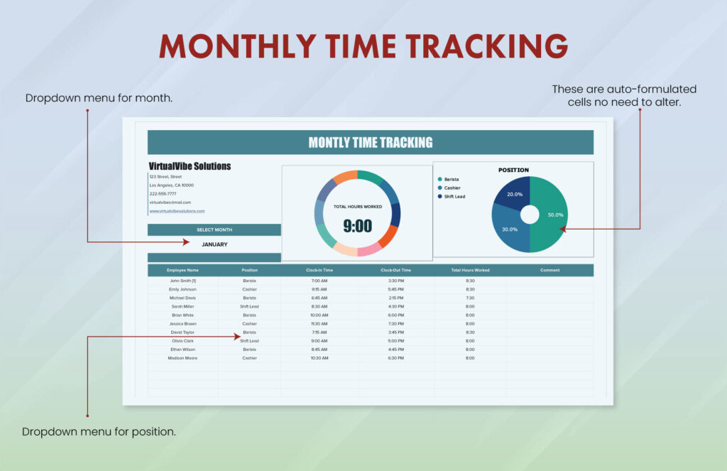 Monthly Time Tracking – E GRAHOK