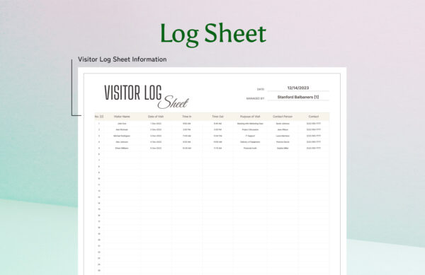 Visitor Log Sheet – E GRAHOK