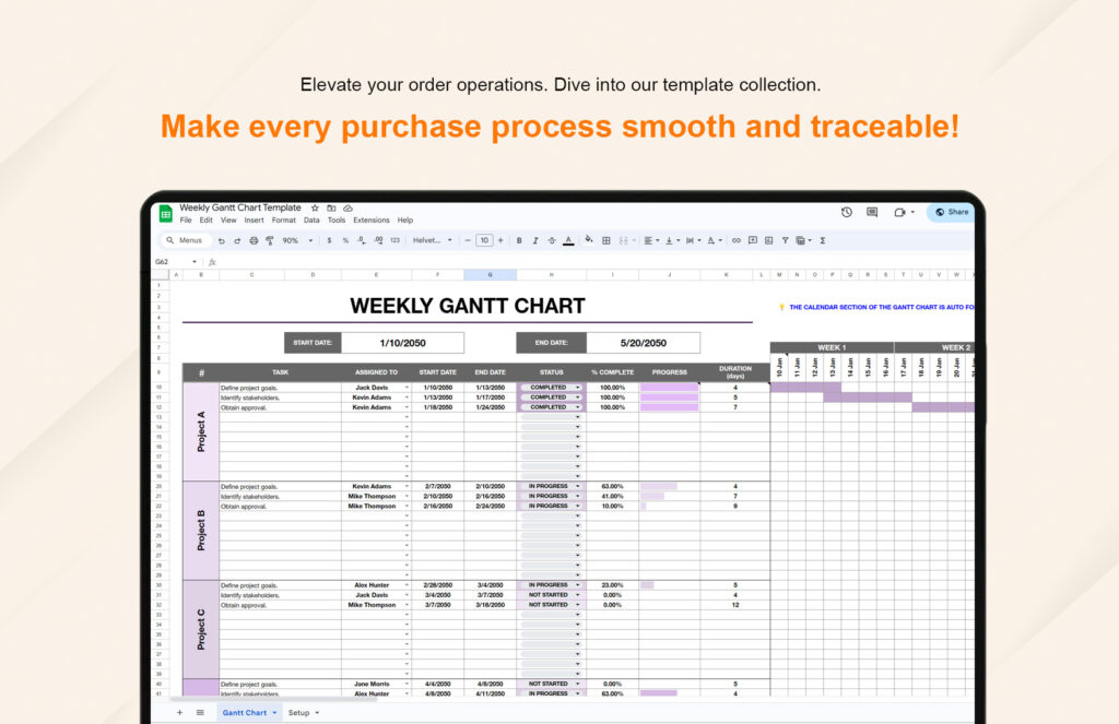 Weekly Gantt Chart – E GRAHOK